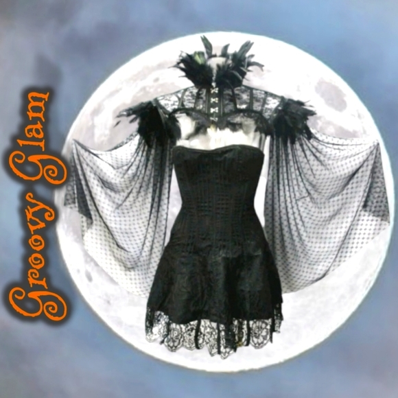 Groovy Glam | Jackets & Coats | Groovy Glam Halloween Goth Black Lace ...